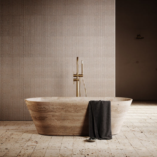 Travertine Natural Stone Bathtub – Elegant & Modern Design