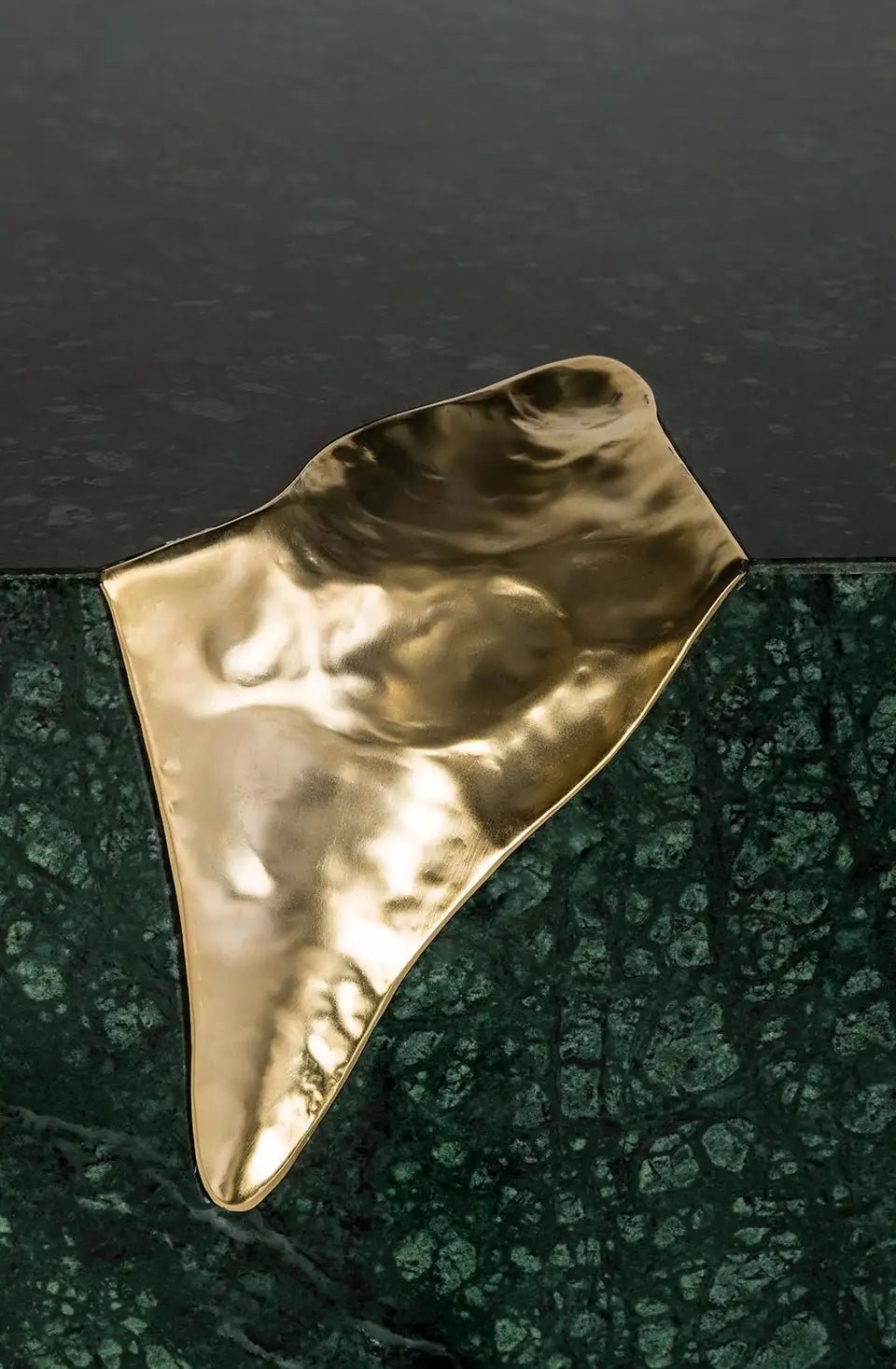 Verde Stone Plinth With Gold Accents