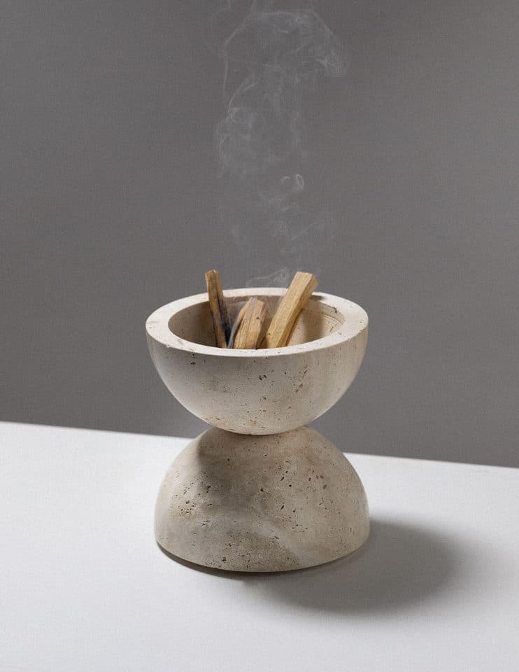 Solid Travertine Incense Sphere | Elsa Home And Beauty