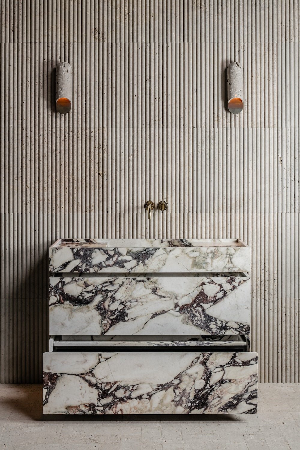 The Constantina Marble Vanity in Viola Calacatta | Elsa Home And Beauty