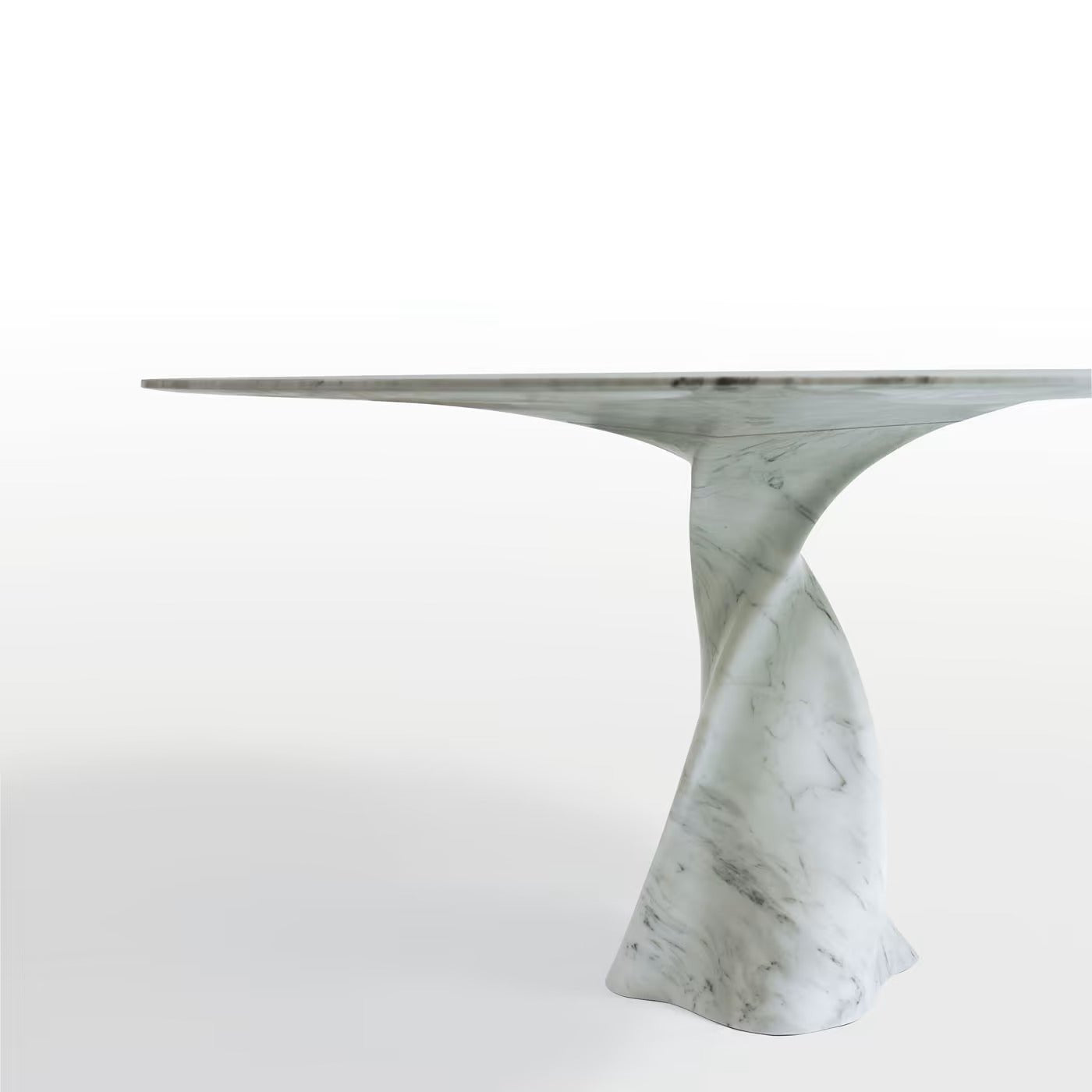 Sculpted Marvel: Carrara Marble Dining Table
